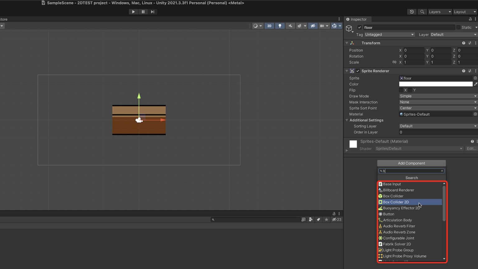 Unityの当たり判定の基礎。BoxCollider 2Dを地面につけてみよう